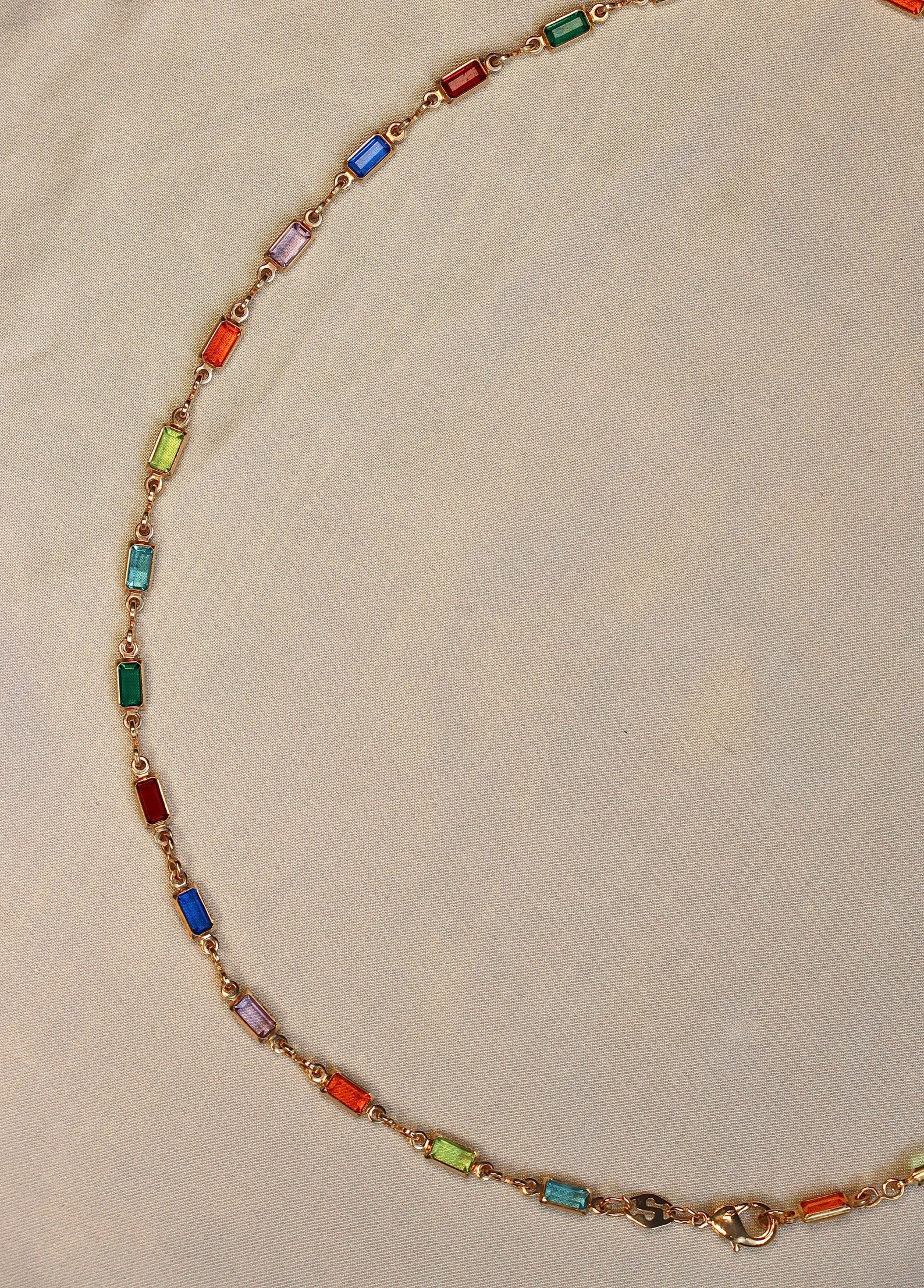Multicolor Chain Necklace 18k Gold Filled Necklace Crystal - Etsy