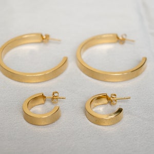 18K Gold Filled Large Open Hoops, Wide Gold Hoop Earring, Gold Hoop ...