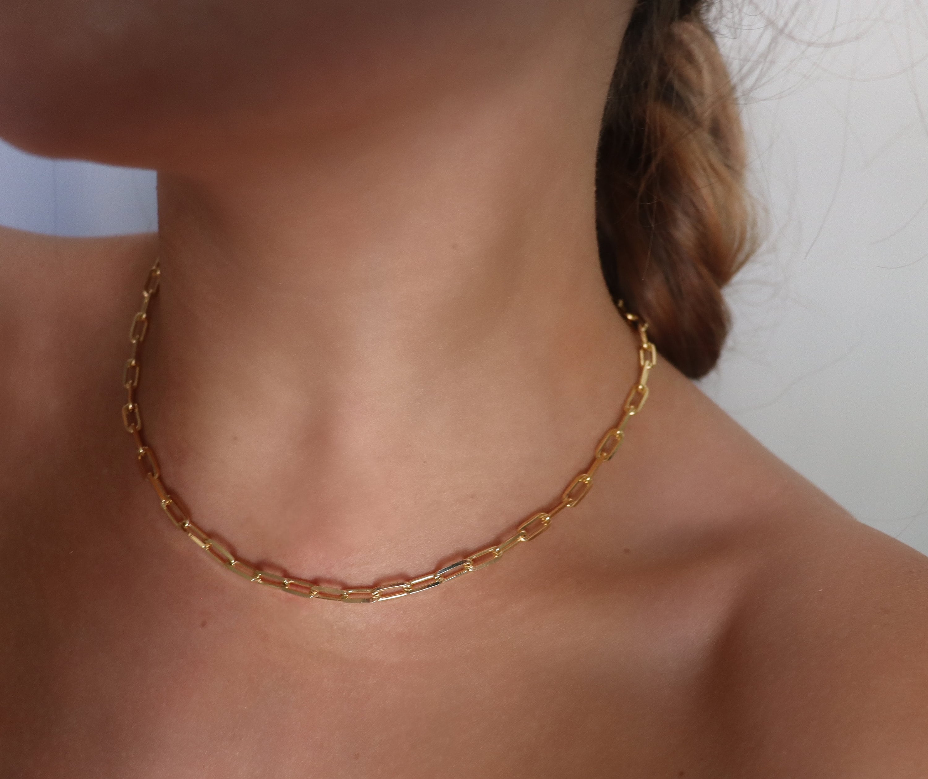 Gold Link Chain Necklace Rectangle Chain Link Necklace - Etsy