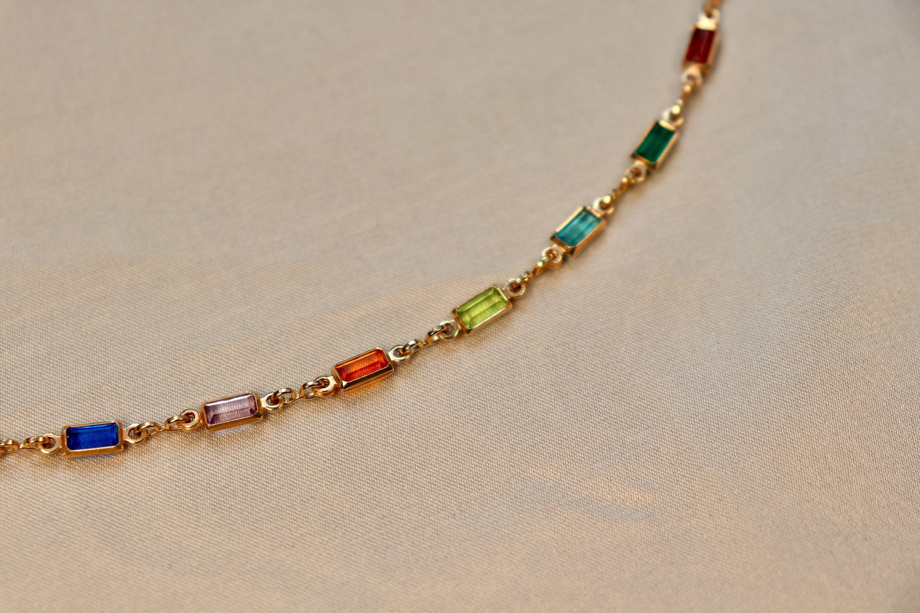 Multicolor Chain Necklace 18k Gold Filled Necklace Crystal - Etsy