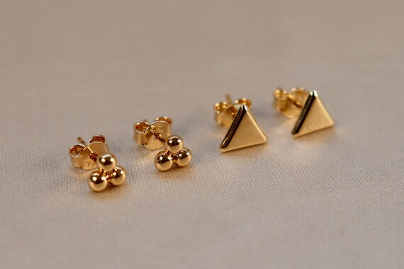 Triangle Collection Studs Solid Triangle Stud Earrings - Etsy