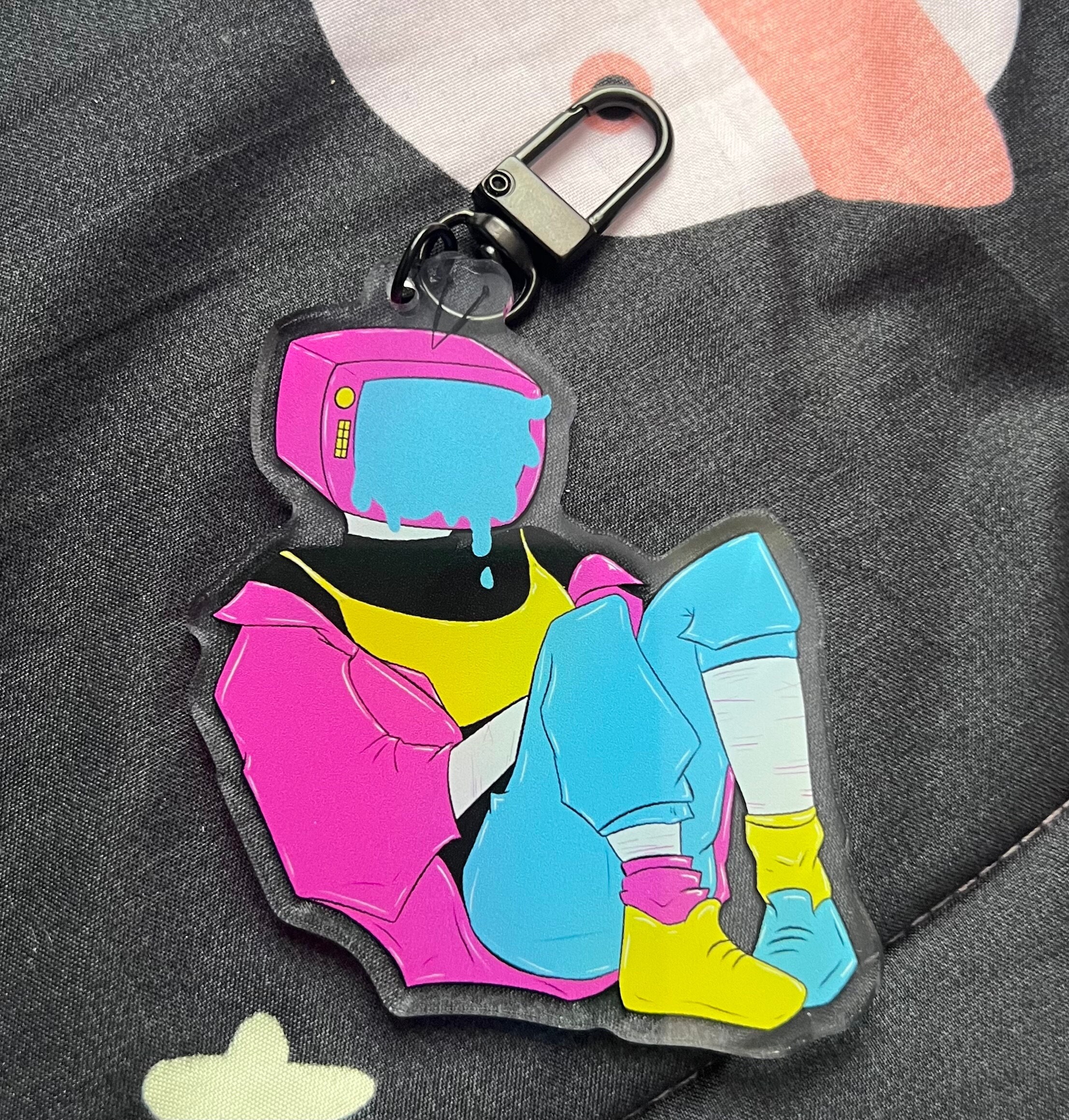 TV Head OC Keycharms Neon Primary Colors Liquid Drip - Etsy