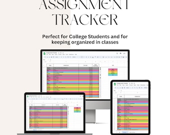 Google Sheets Assignment Tracker - Homework Calendar and Planner ...