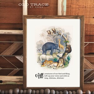 All Creatures of Our God and King Bible Hymn Wall Art, Printable ...