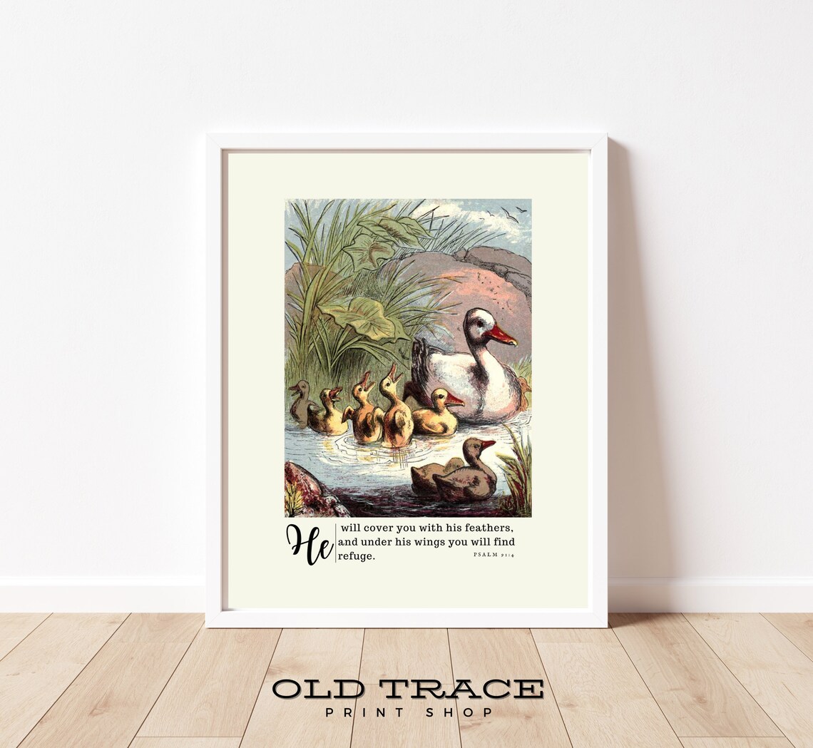 Ducks Ducklings Nursery Spring Easter Bible Verse Wall Art, Printable ...