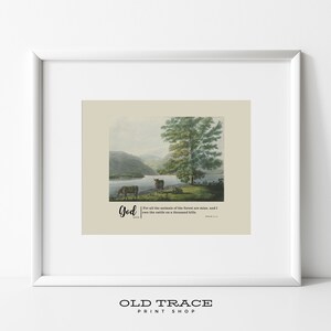 Psalm 50:10 God & Cattle on 1000 Hills Landscape Bible Verse Wall Art ...