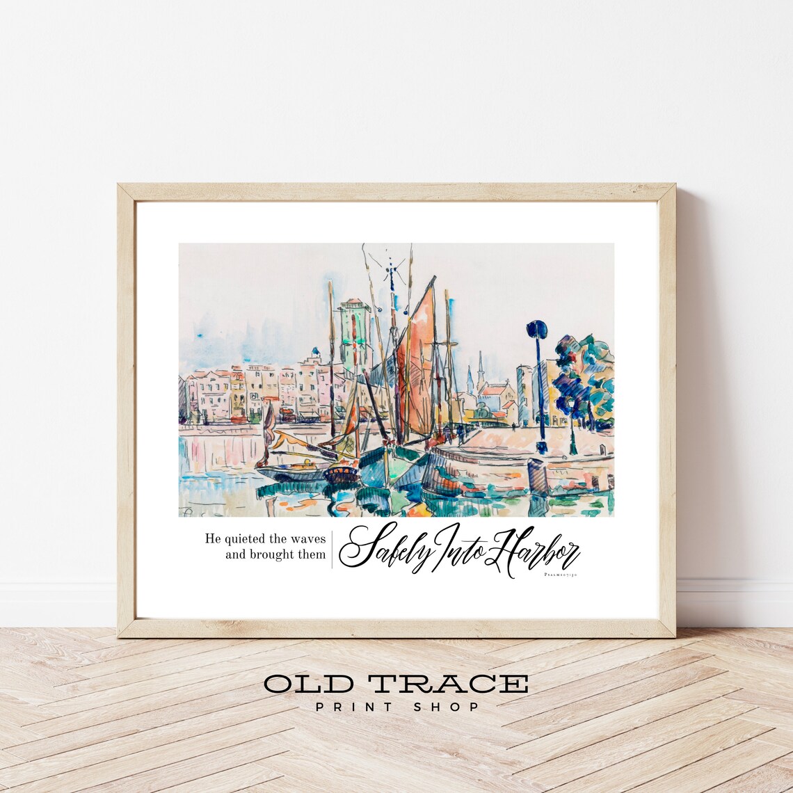 He Quieted Waves Psalm 107 Bible Verse Safe Harbor Boat Wall - Etsy