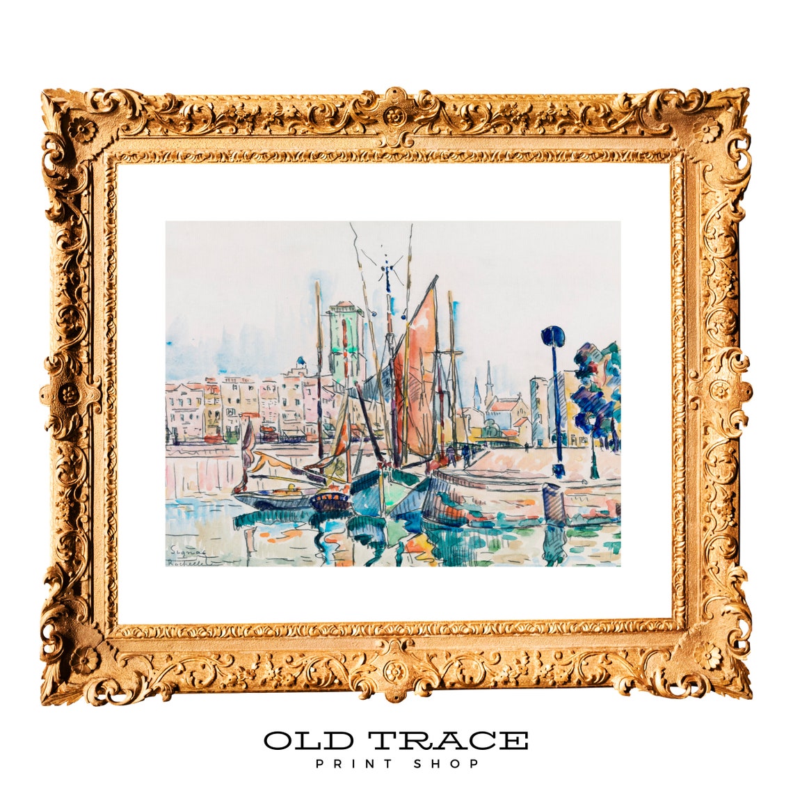 Harbor Boat Vintage French Painting Art Instant Download Print Digital ...