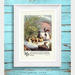 Ducks Ducklings Nursery Spring Easter Bible Verse Wall Art, Printable ...