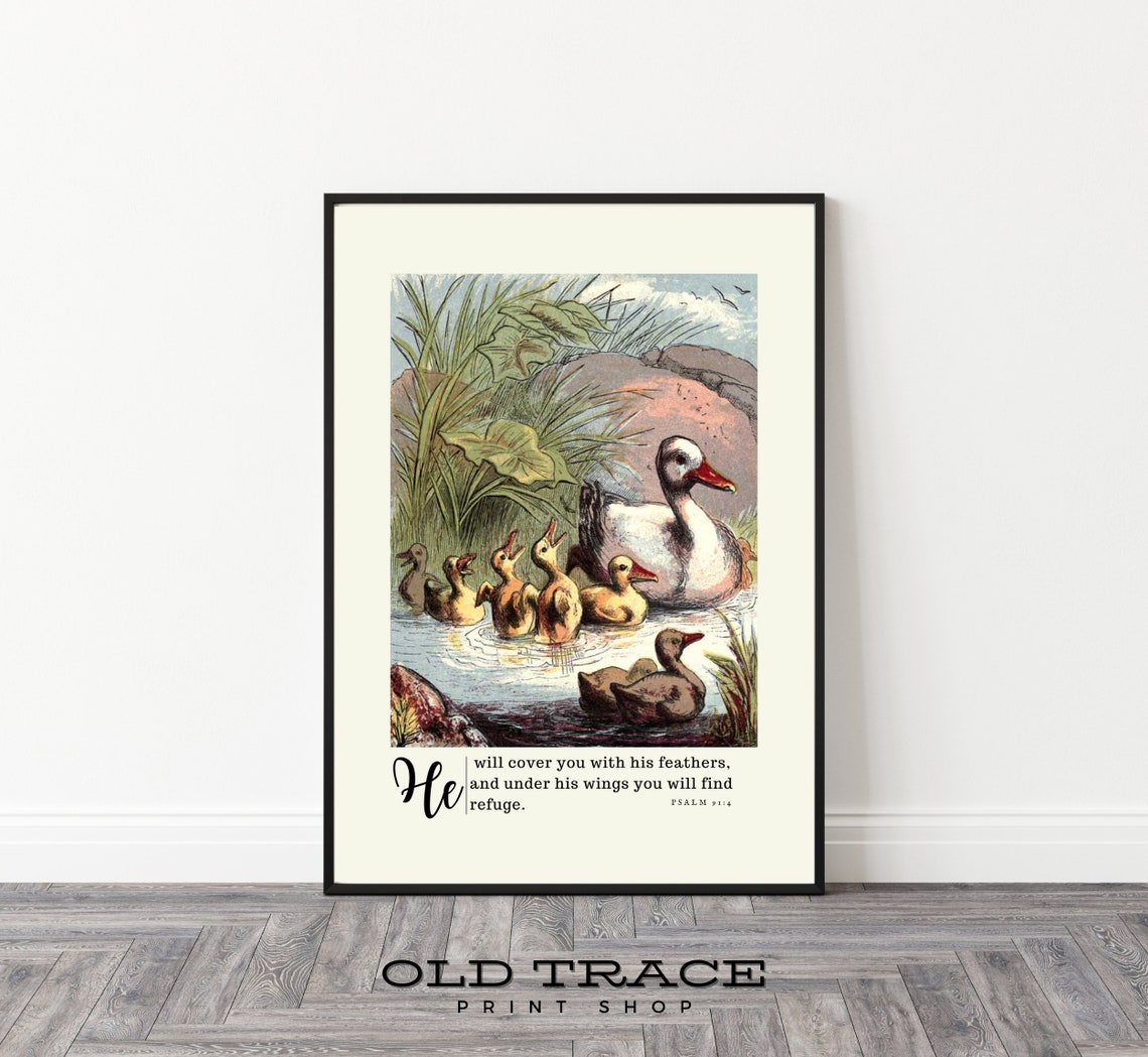 Ducks Ducklings Nursery Spring Easter Bible Verse Wall Art, Printable ...