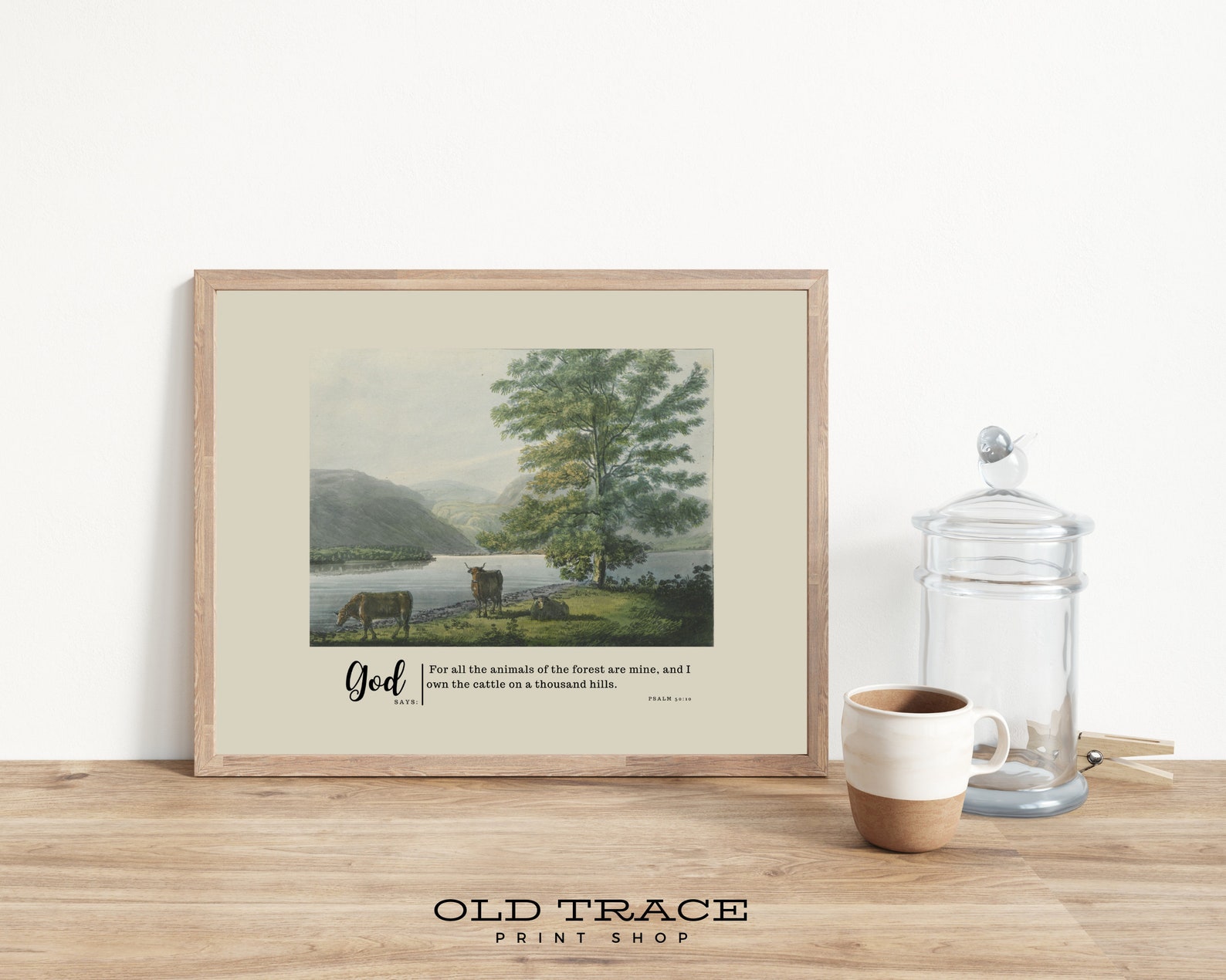 Psalm 50:10 God & Cattle on 1000 Hills Landscape Bible Verse Wall Art ...