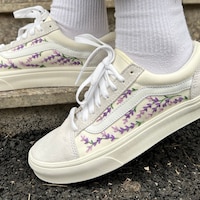 Wedding Vans, Blue Flowers Embroidered Vans Custom, Bridal Flower ...