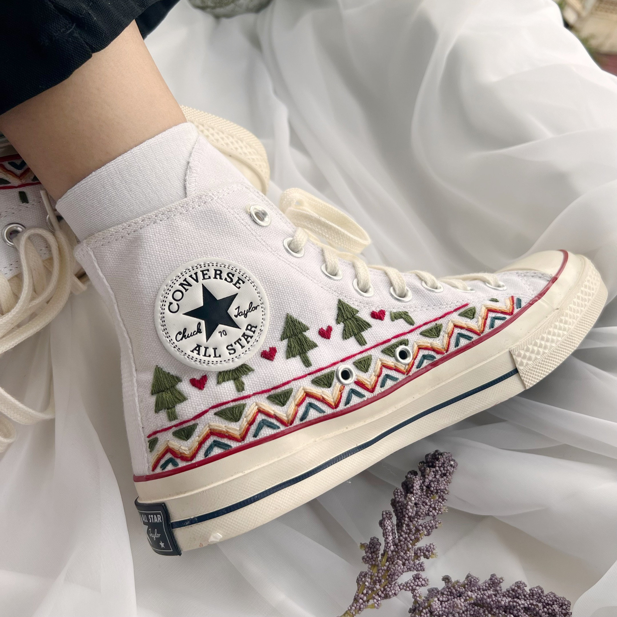 Converse High Tops/custom Converse for Christmas/custom Converse Pine ...