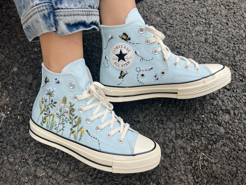 Embroidered Converse/converse High Tops Garden of - Etsy