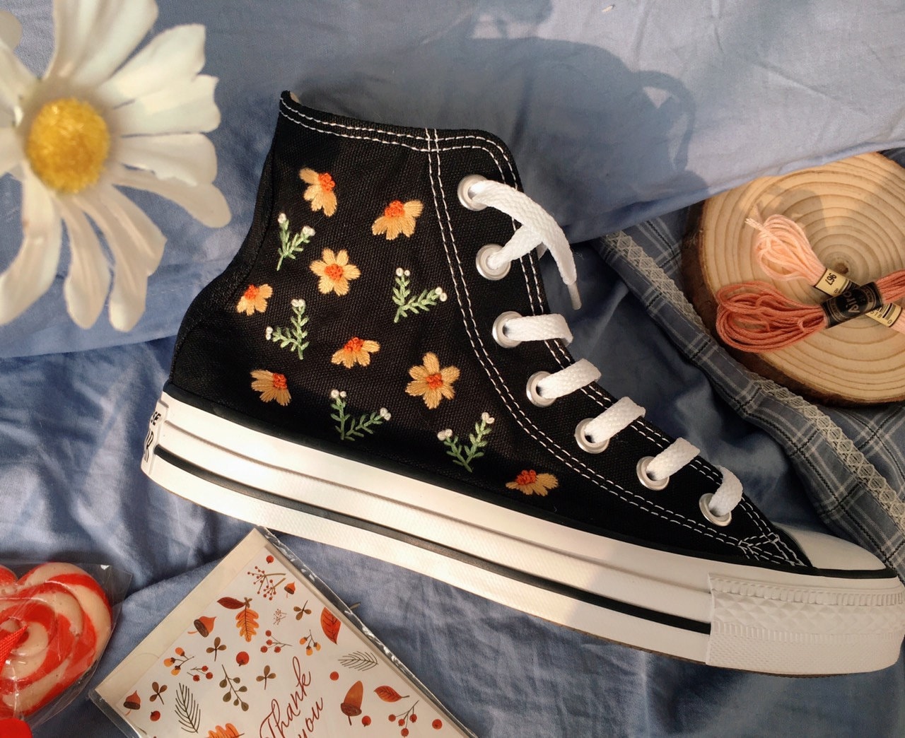 Embroidered Converse Shoes/ Flower Converse Shoes/ Converse - Etsy
