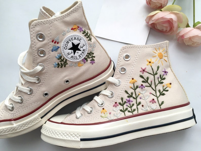 Embroidered Converse/converse High Tops Converse Monarch - Etsy