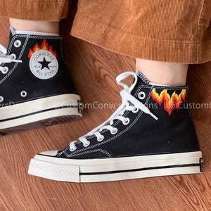 Custom Converse Chuck Taylor 1970s/embroidered Fire Converse/fire ...