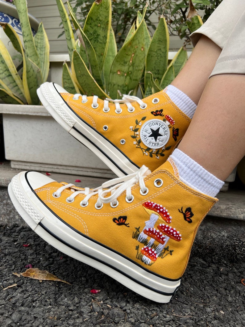 Embroidered Converse/mushroom Converse/converse Butterfly/logo - Etsy