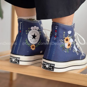 Embroidered Converse/sunflower Converse/wedding Sunflowers Converse ...