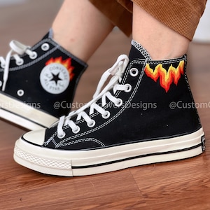 Custom Converse Chuck Taylor 1970s/embroidered Fire Converse/fire ...