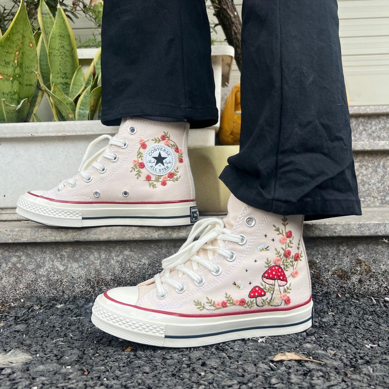 Converse High Tops/ Mushroom Converse/ Flower Converse/ Logo Mushroom ...