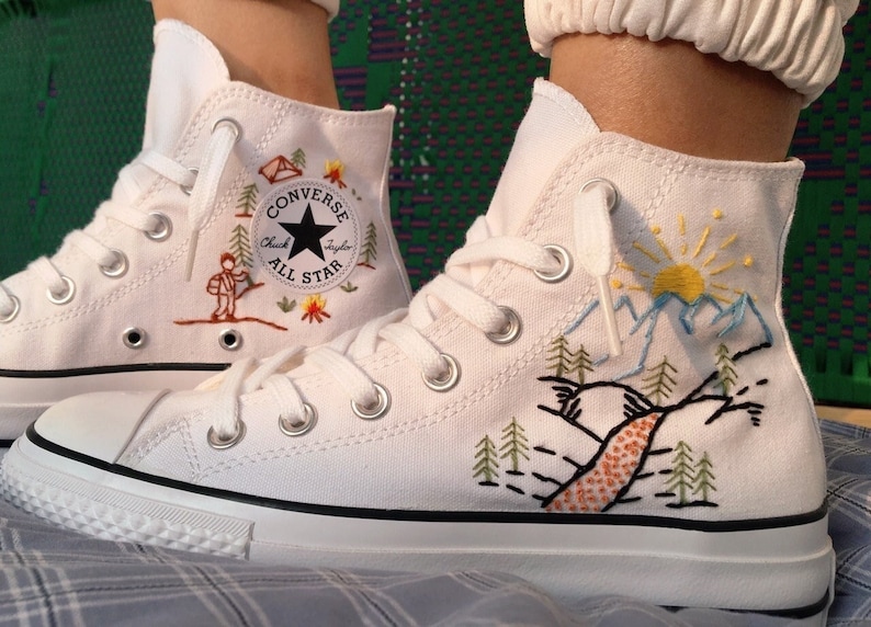 Converse Platform Embroidered/ Converse Custom Flower - Etsy