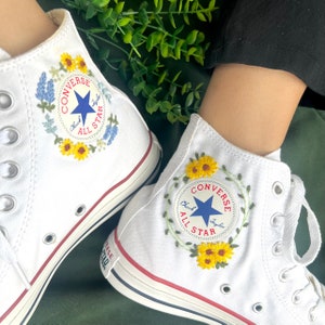 Embroidered Converse/flower Converse/converse Hi Tops Sunflower and ...