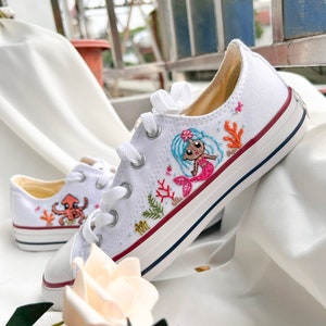 Embroidered Converse Chuck Taylor Low Tops/custom Low Converse Mermaids ...