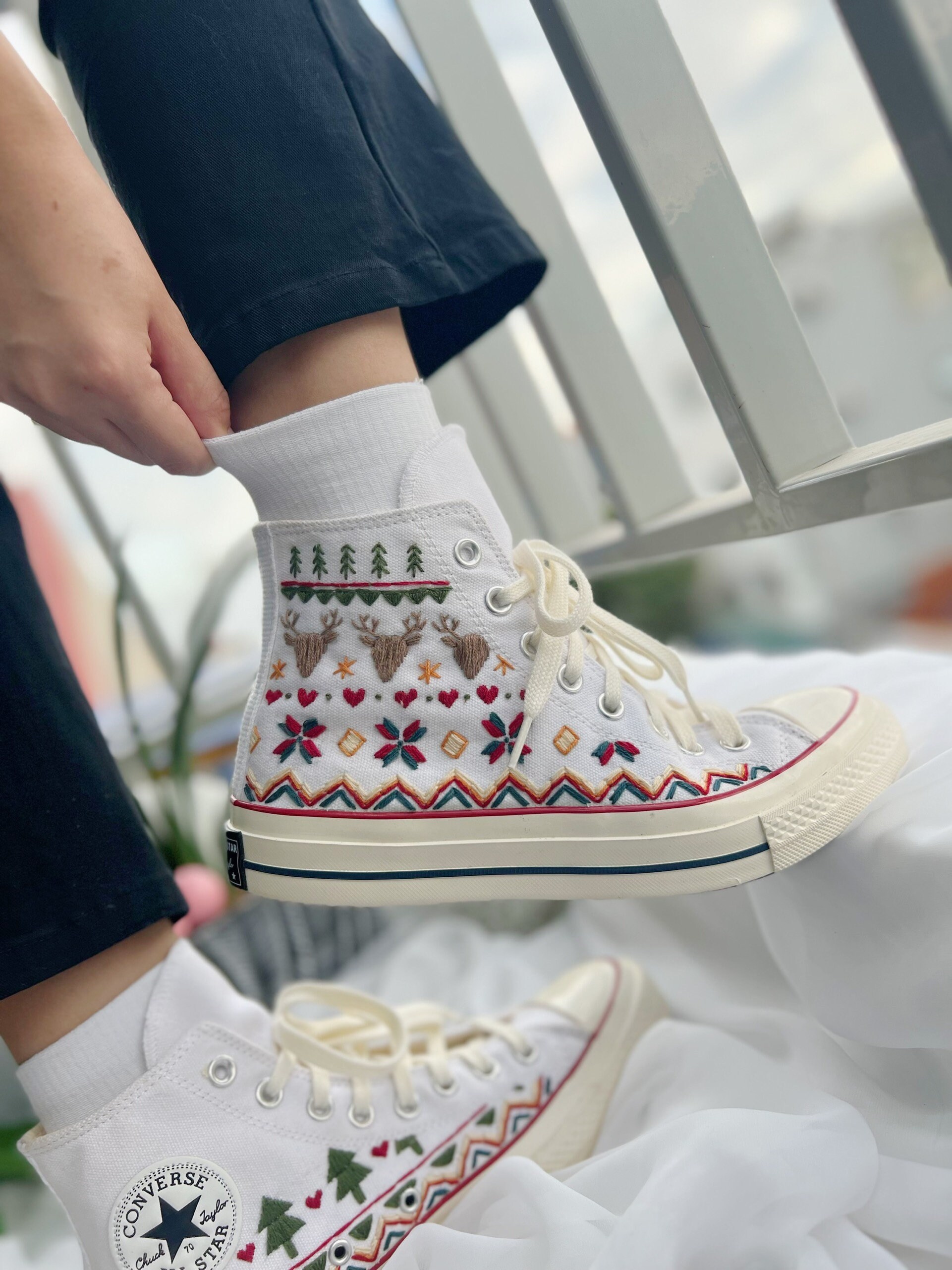 Converse High Tops/custom Converse for Christmas/custom Converse Pine ...