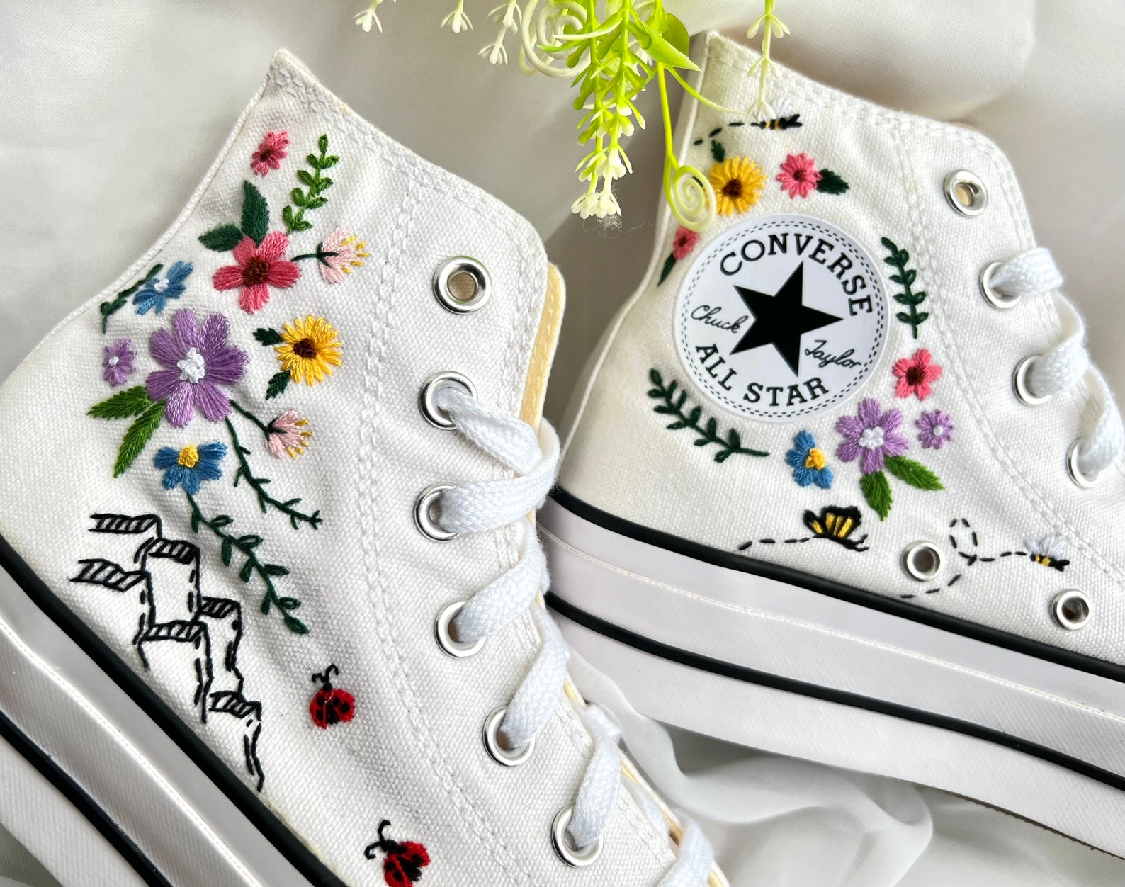 Embroidered Converse/custom Converse Platform/wedding Converse - Etsy