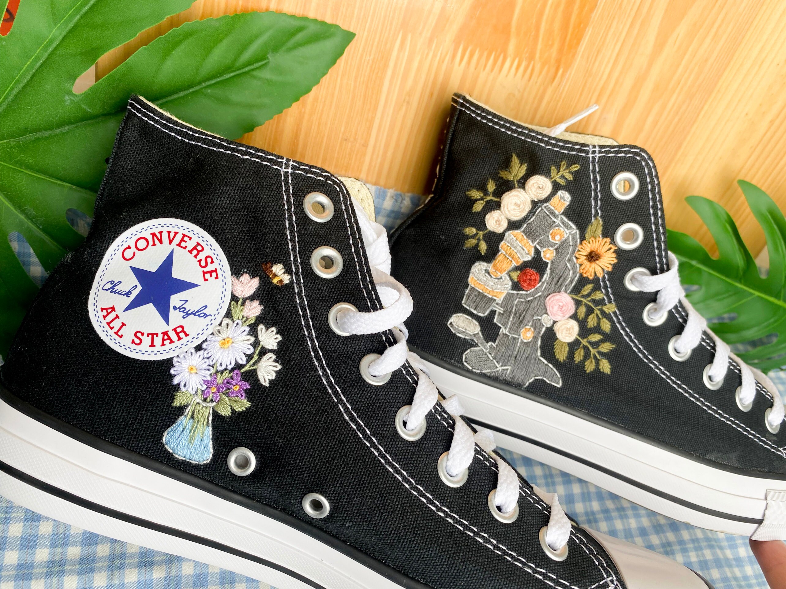 Embroidered Converse/ Converse Custom Logo Bouquets and - Etsy