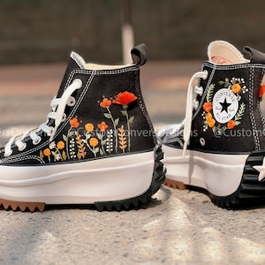 Embroidered Converse/flower Converse/custom Converse High Tops All Star ...