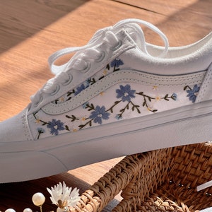 Custom Vans Shoes/custom Sneakers/embroidered Vans Blue - Etsy