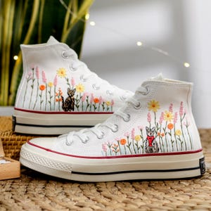Custom Pet Embroidered Converse High Tops, Converse Embroidery Cat and ...
