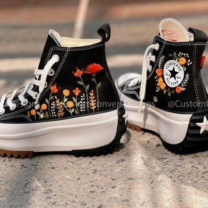 Embroidered Converse/flower Converse/custom Converse High Tops All Star ...