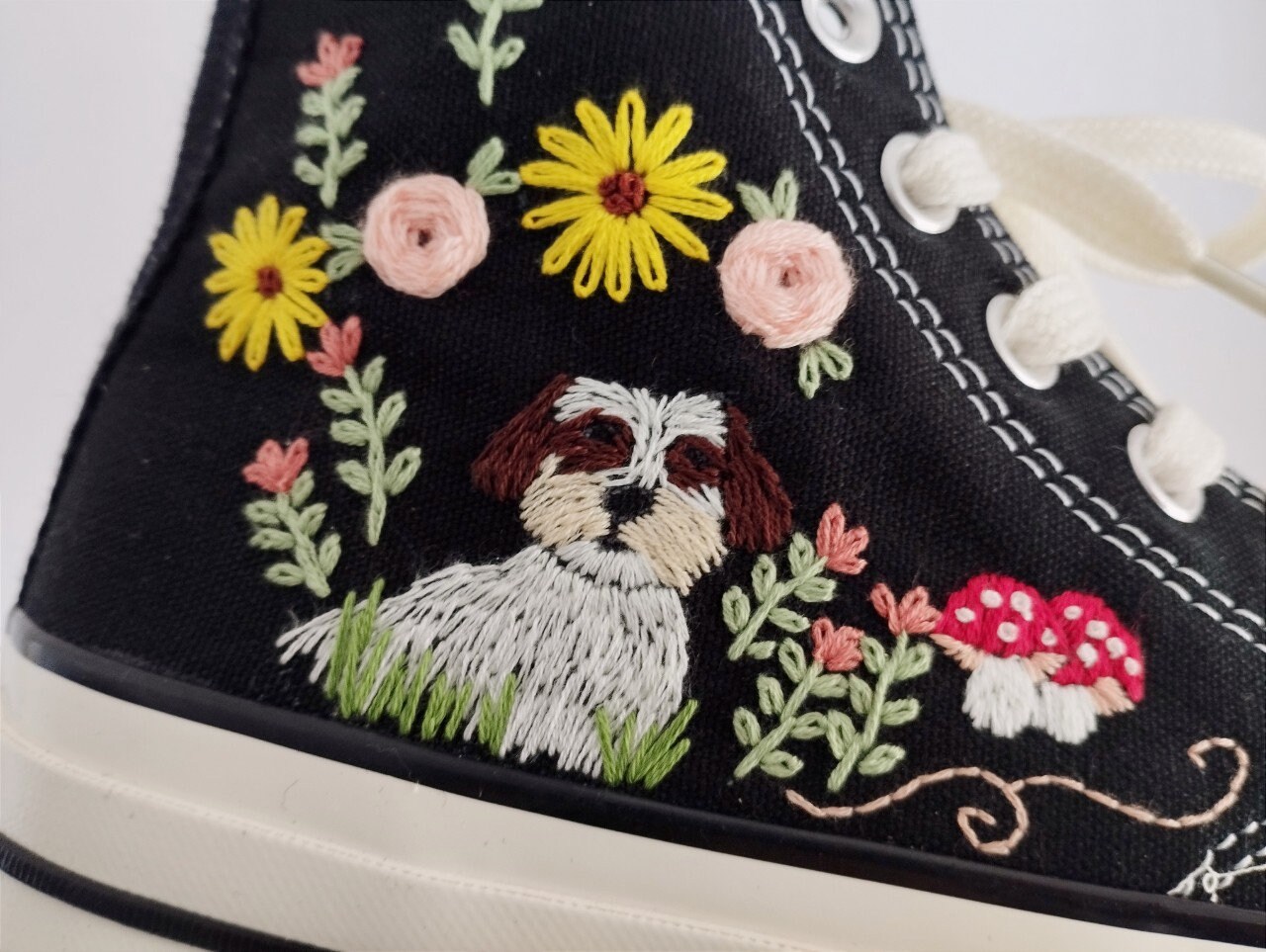 Embroidered Converse/custom Converse Mushroom/custom Pet/converse Dog ...