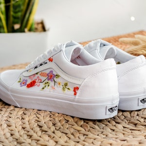 Custom Embroidered Vans, Bridal Flower Embroidered Shoes Wedding ...