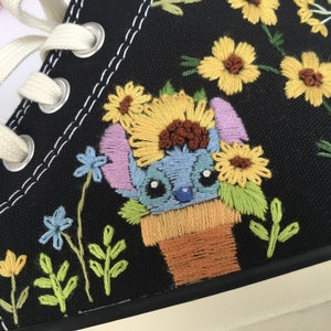 Embroidered Converse/custom Converse Hi Tops/converse Yellow Daisy ...