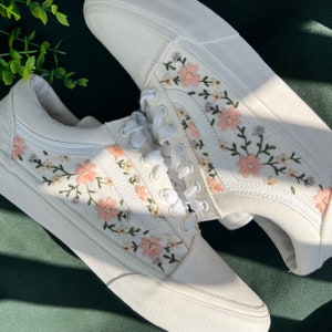 Wedding Shoes/ Embroidered Sneakers/custom Vans Shoes/ Embroidered ...