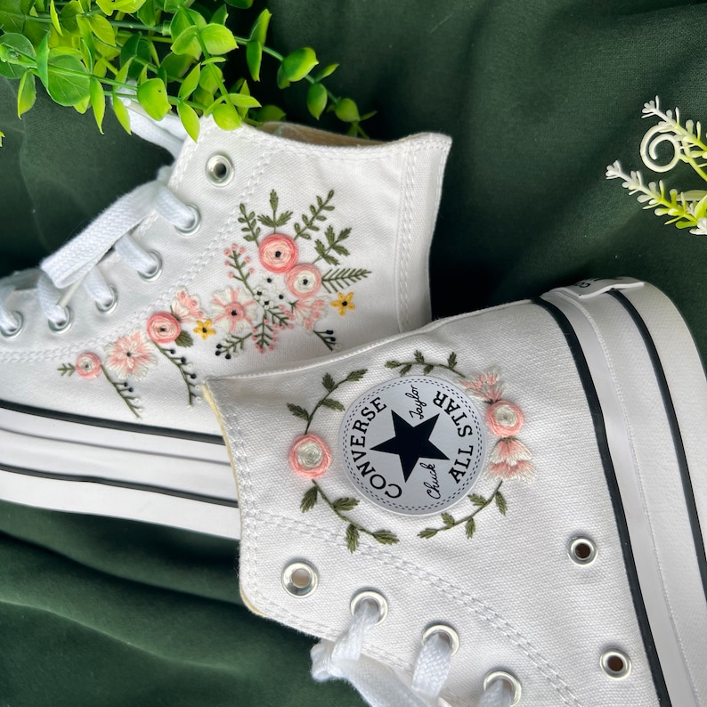 Embroidered Converse/ Wedding Converse Platform/custom - Etsy