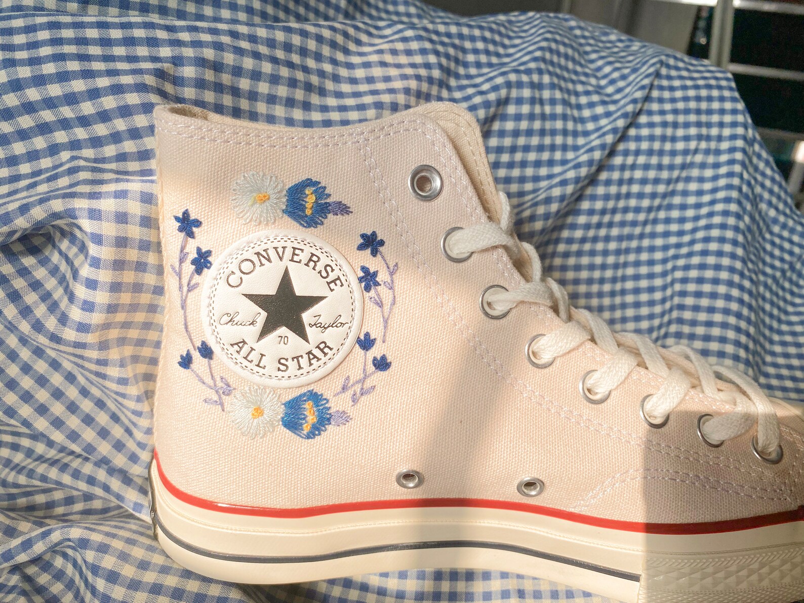 Embroidered Converse/wedding Converse/ Custom Flower - Etsy