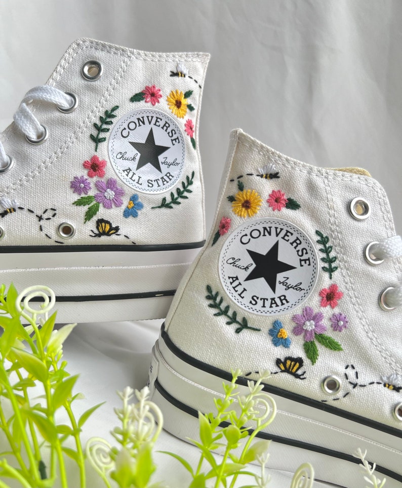 Embroidered Converse/custom Converse Platform/wedding Converse - Etsy