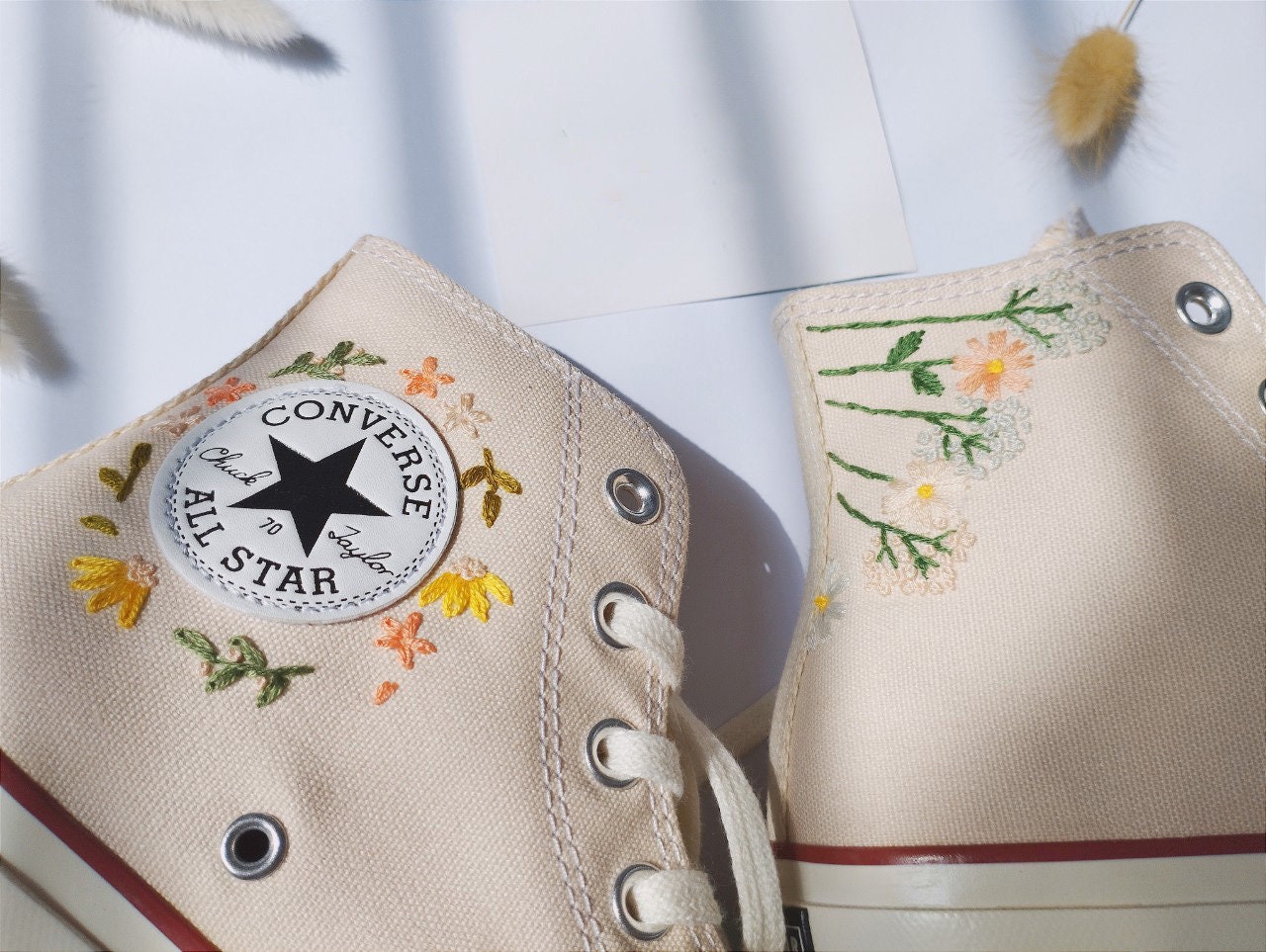 Embroidered Converse/converse High Tops Converse Floral Embroidery ...