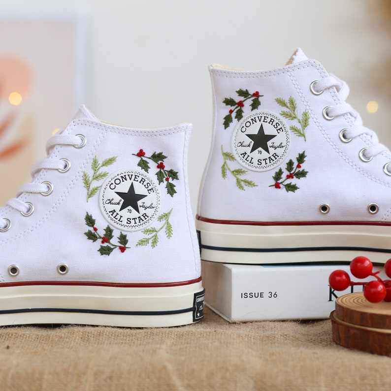 Hand Embroidered Converse High Top Personalized Holiday Christmas Shoes ...
