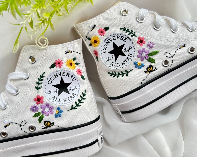 Embroidered Converse/custom Converse Platform/wedding Converse Mountain ...