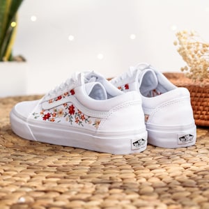 Bridal Flowers Embroidered Vans Wedding, Custom Vans Embroidered ...