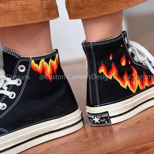 Custom Converse Chuck Taylor 1970s/embroidered Fire Converse/fire ...