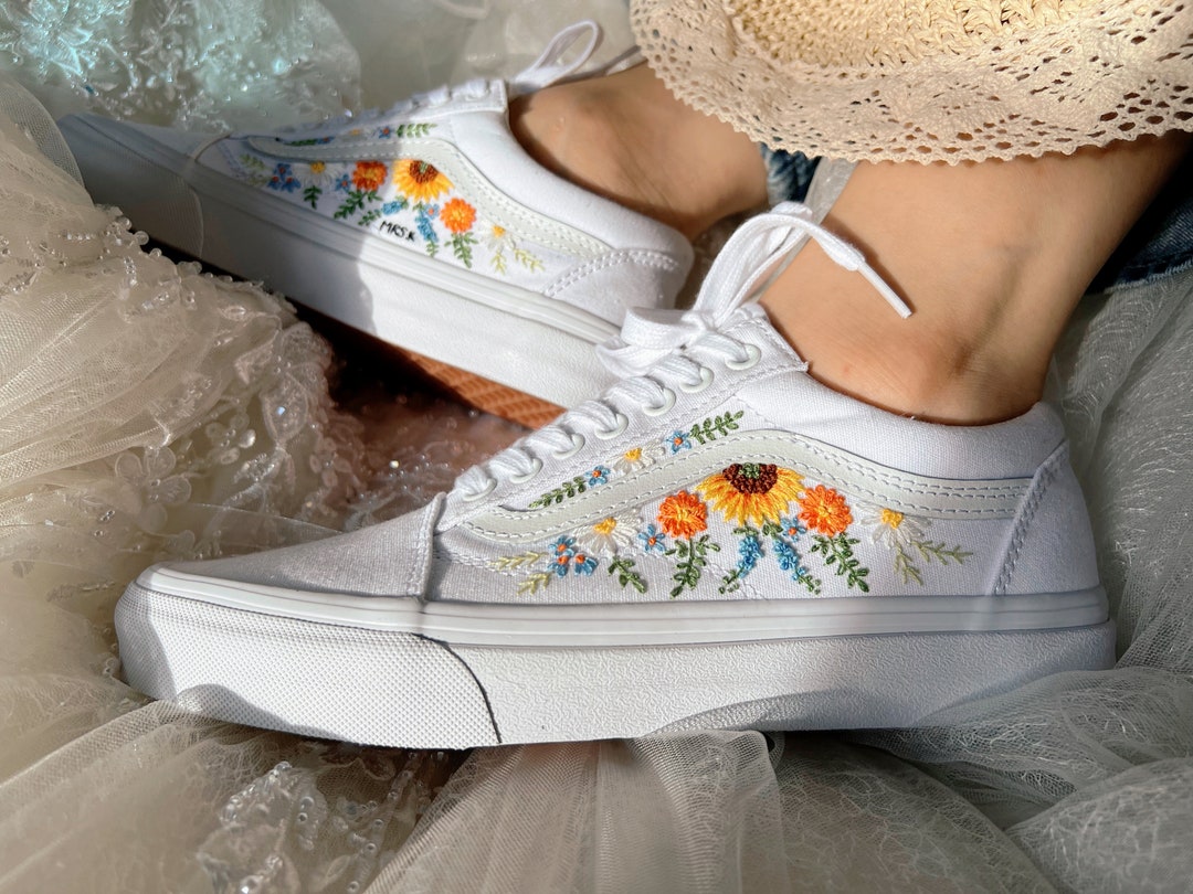 Personalized Vans/custom Vans Sunflower/embroidered Vans - Etsy
