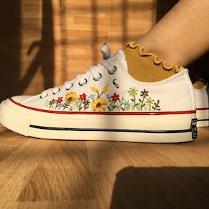 Embroidered Converse/flower Converse/converse LOW Tops/converse ...
