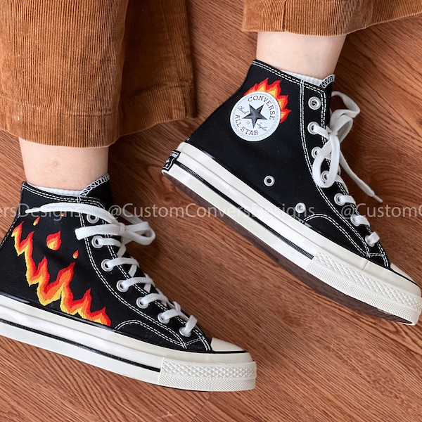 Custom Fire Sneakers - Etsy